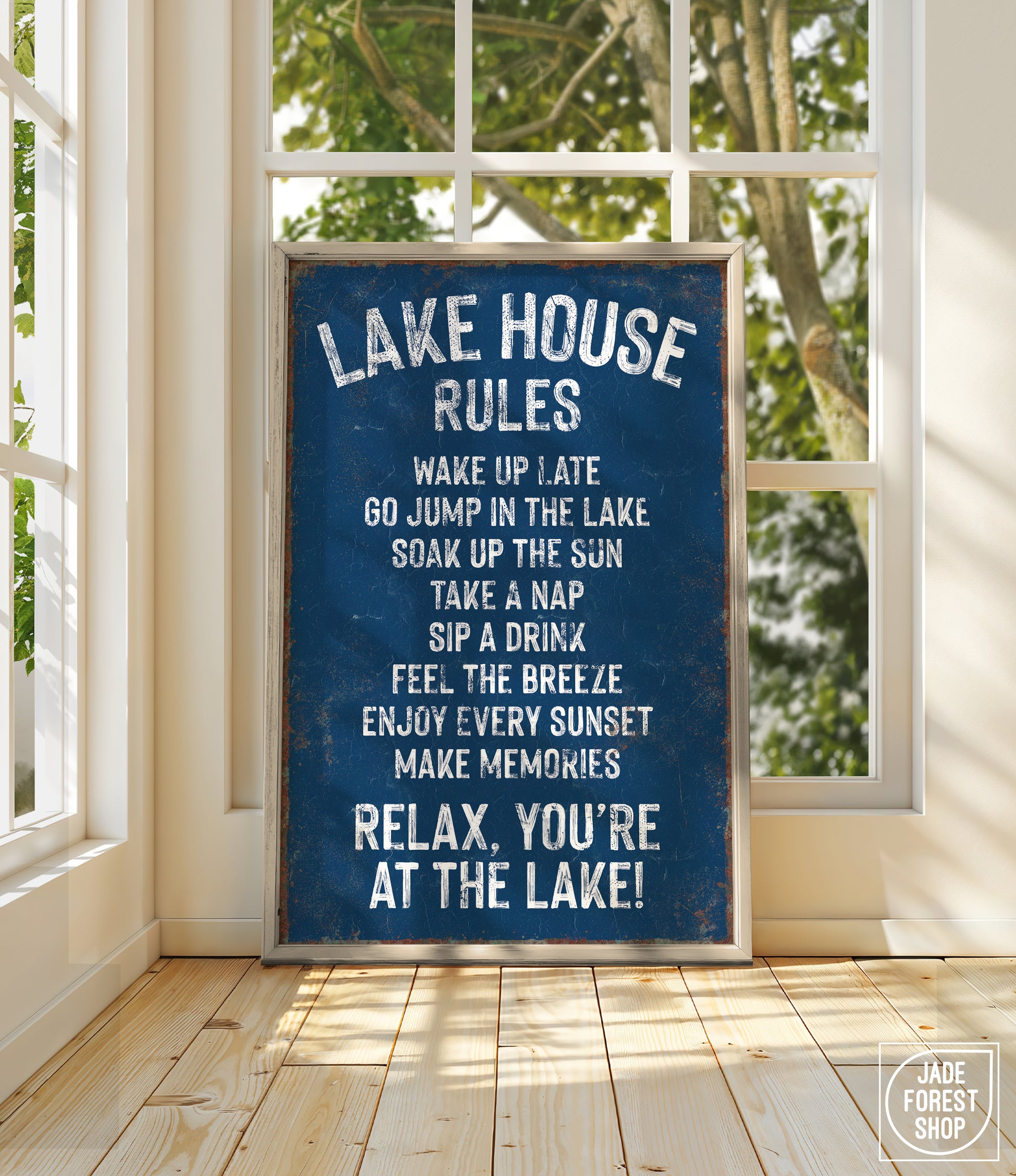 Lake House Rules Sign - Jade Forest Shop Vintage Wall Art