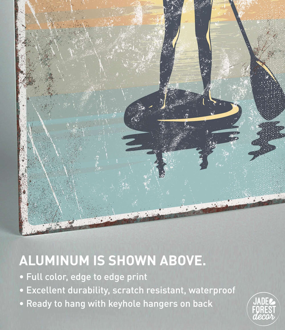 "Lake Life" Paddleboard Sign, Female Paddleboarder, Sunset Colors, Lak ...