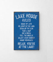 Lake House Rules Sign, Ocean Blue